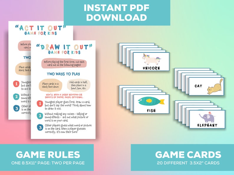 Draw It Out, Act It Out: Printable Animal-themed Charades and ...