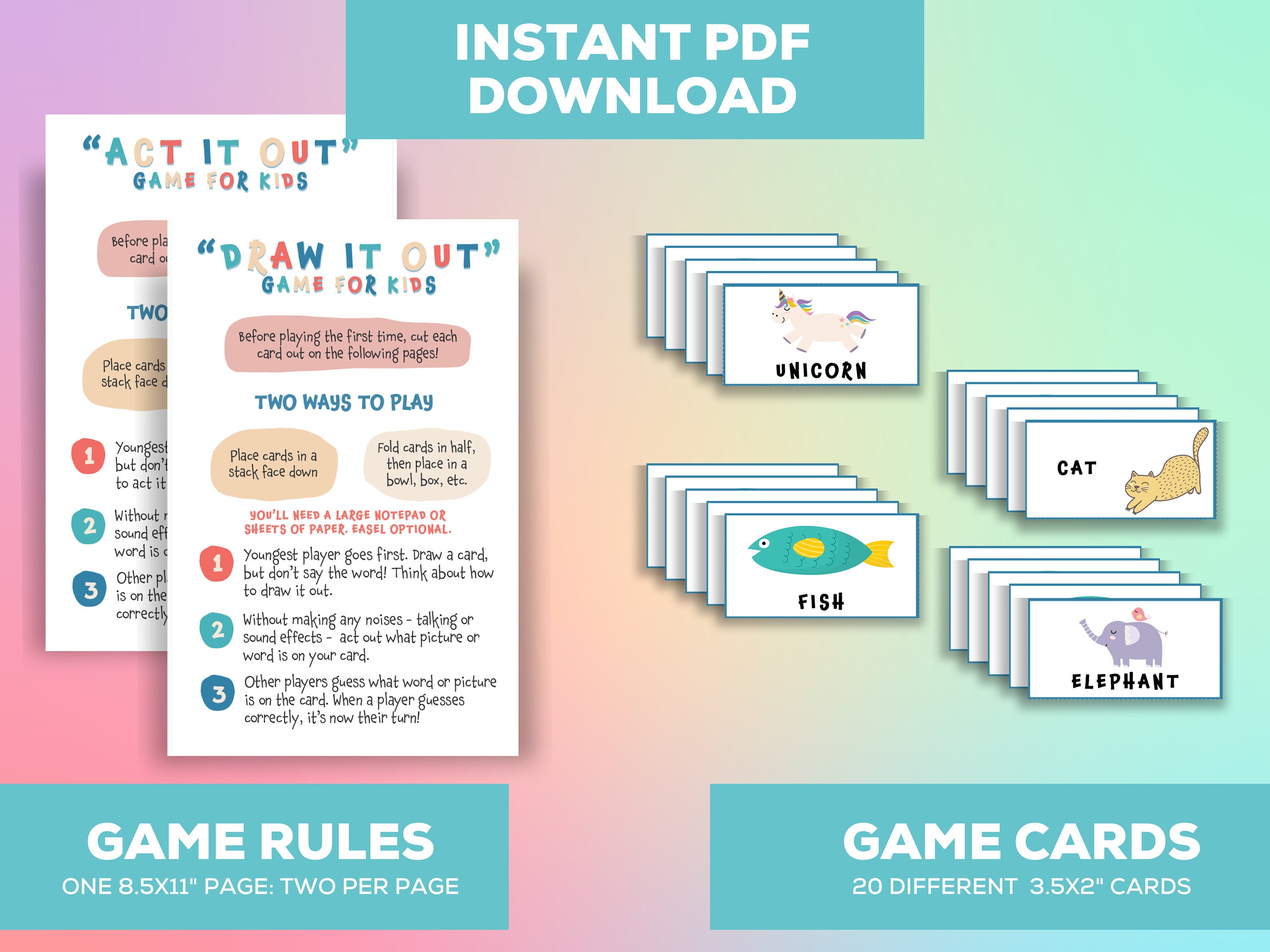 Draw It Out, Act It Out: Printable Animal-themed Charades and ...