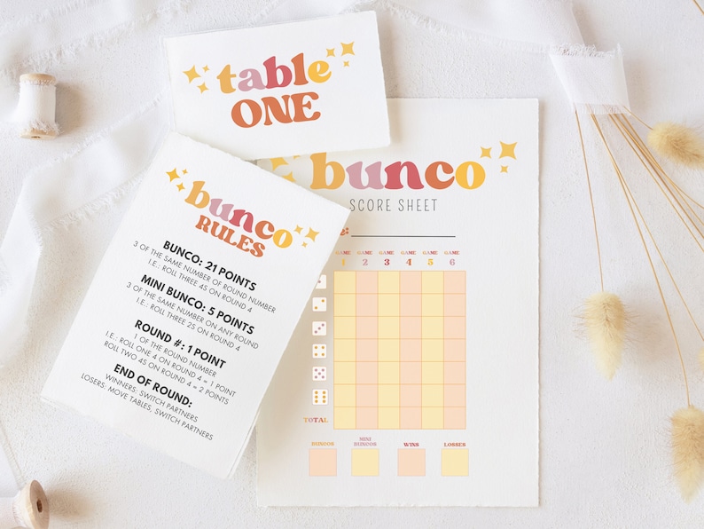 Vintage Groovy Bunco Score Cards & Rules: Printable Game Night PDF - Etsy