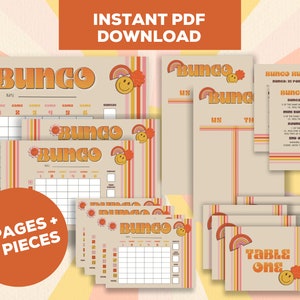 Retro Groovy Bunco Score Cards Printable | Print at Home Game Night ...