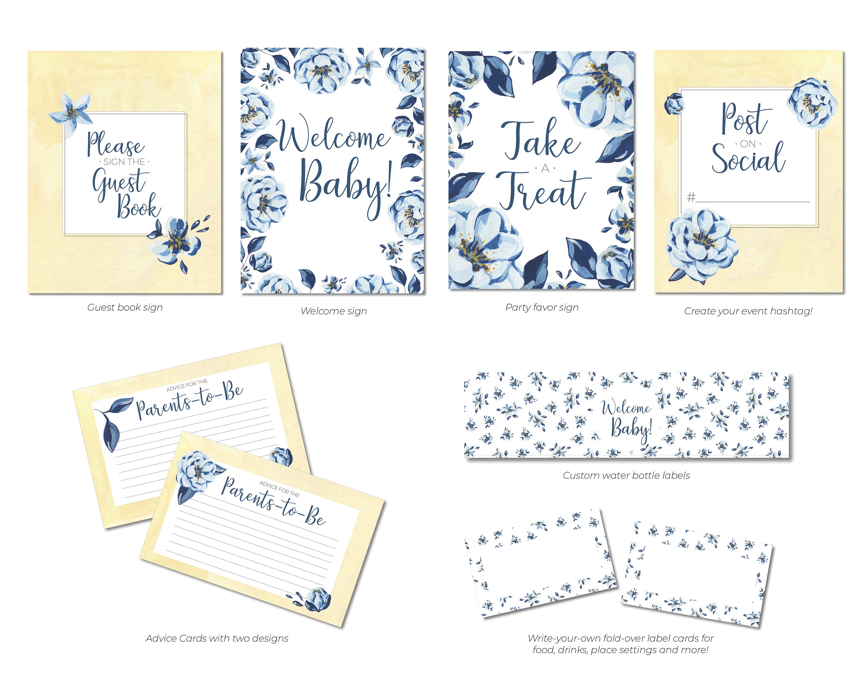 Paquete imprimible para Baby Shower: decoración de fiesta - Etsy España