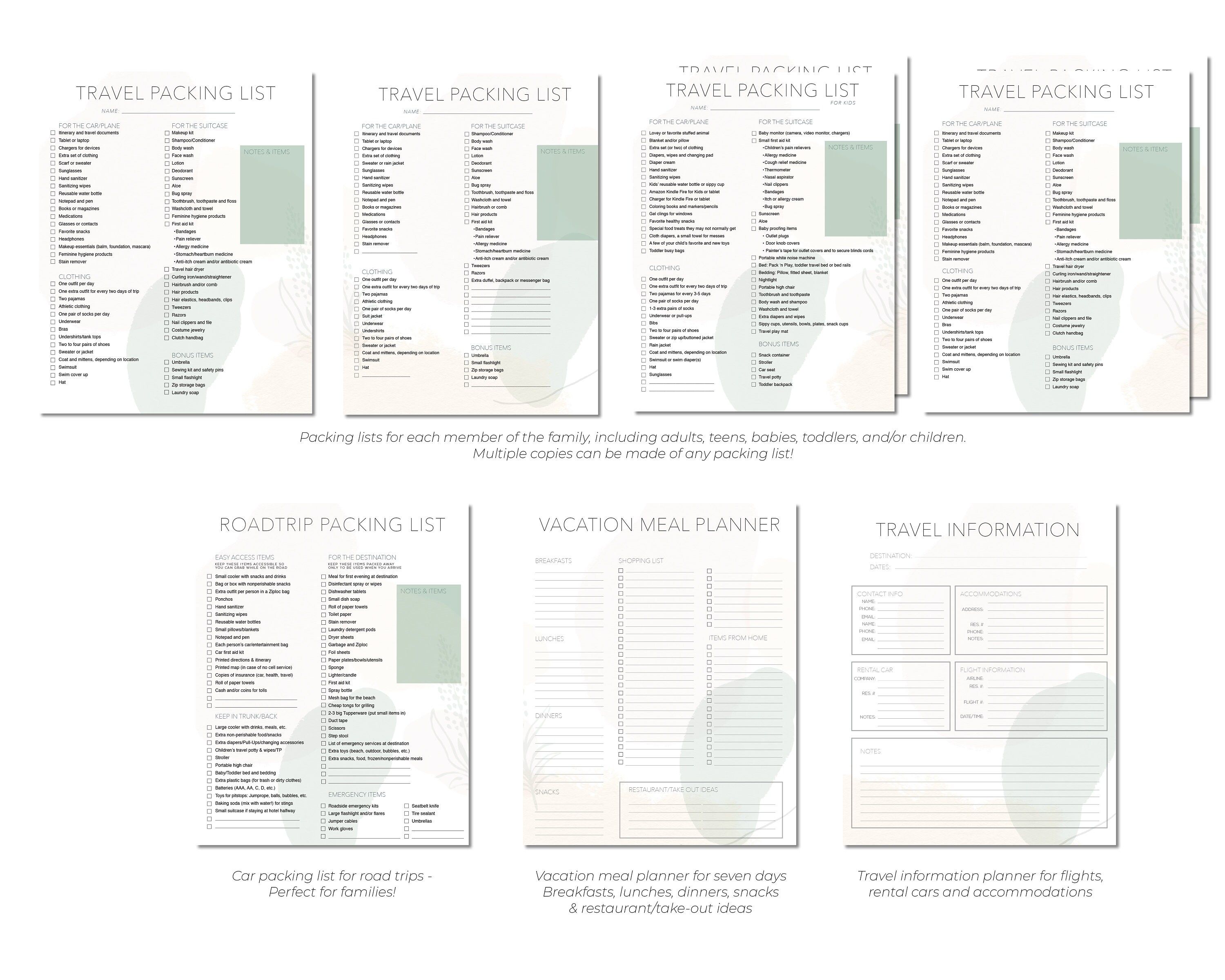 2023 Ultimate Travel Packing List Planner Printable and Interactive ...