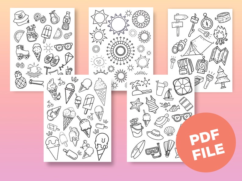 Print & Color Summer Sticker Mega Pack | 100+ Stickers | Print at Home ...