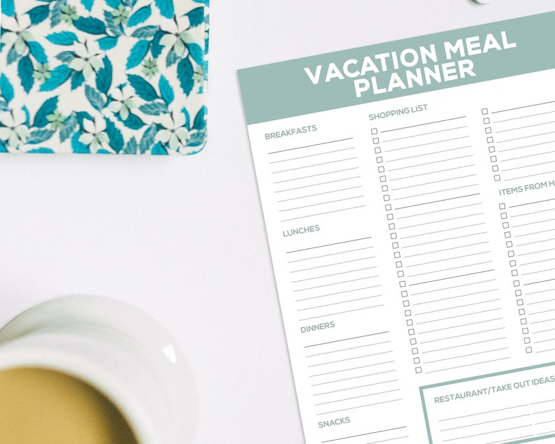 Interactive Printable Vacation Meal Planner - Bonus Meal Suggestions ...