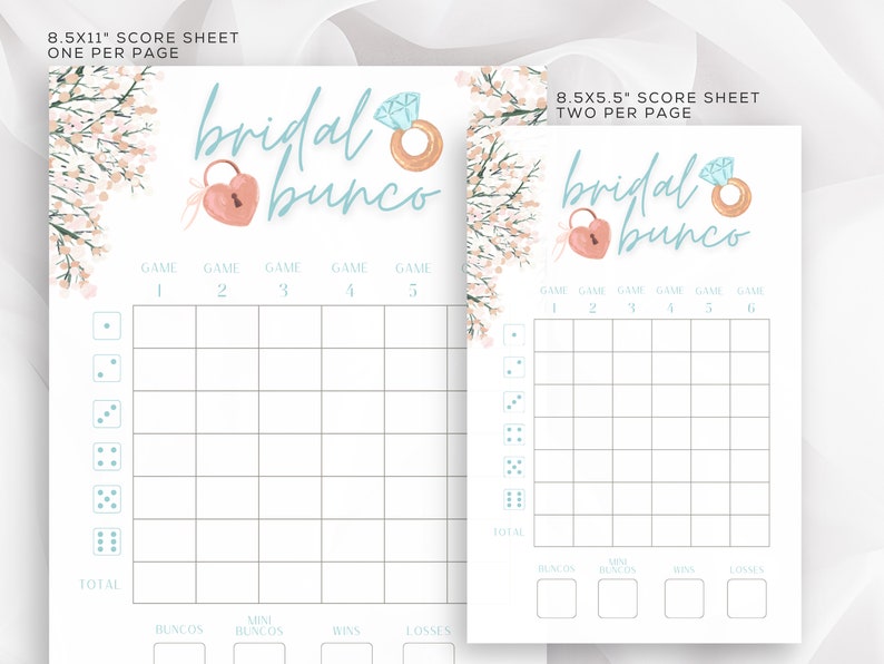 Printable Bridal Bunco Score Cards & Rules - Bride Bunco Wedding Shower ...
