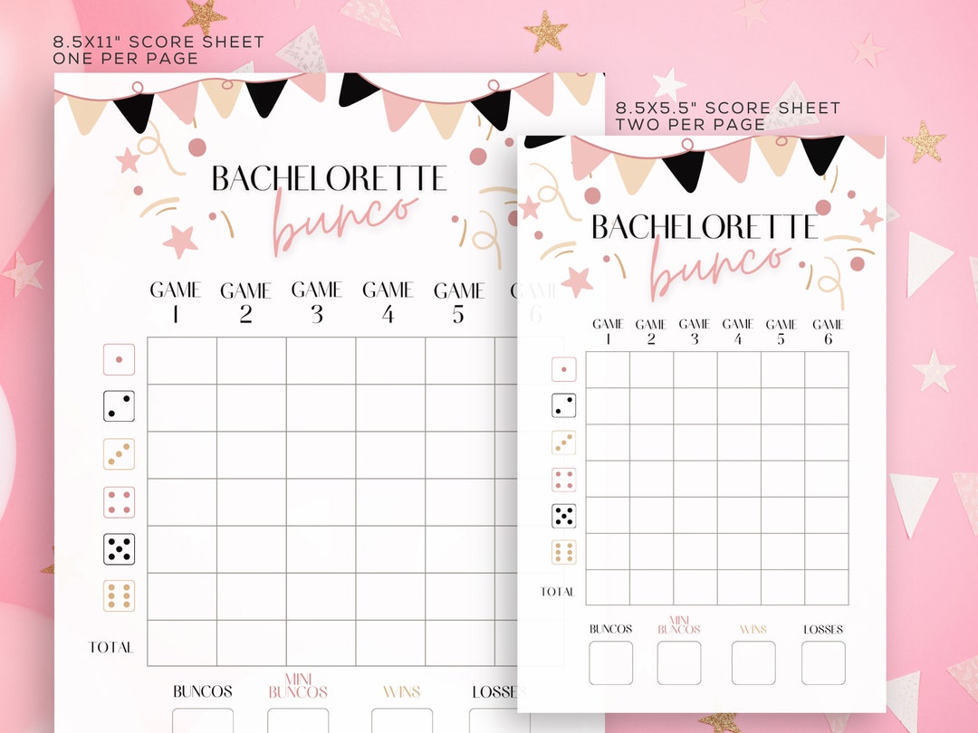 Printable Bachelorette Bunco Score Cards & Rules - Bride to Be Wedding ...