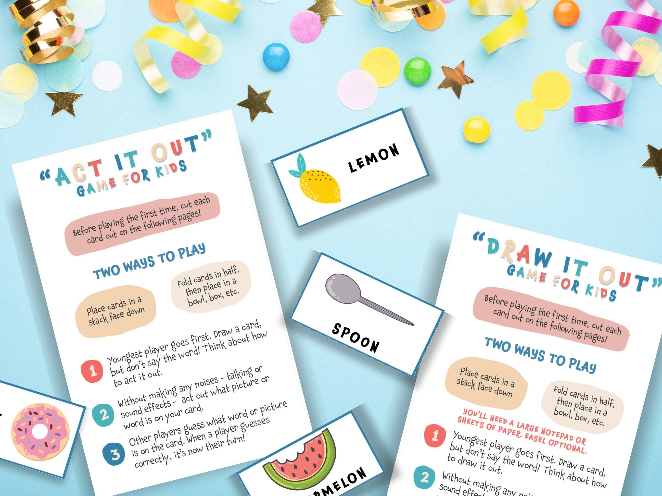 Draw It Out, Act It Out: Printable Food-themed Charades and Pictionary ...
