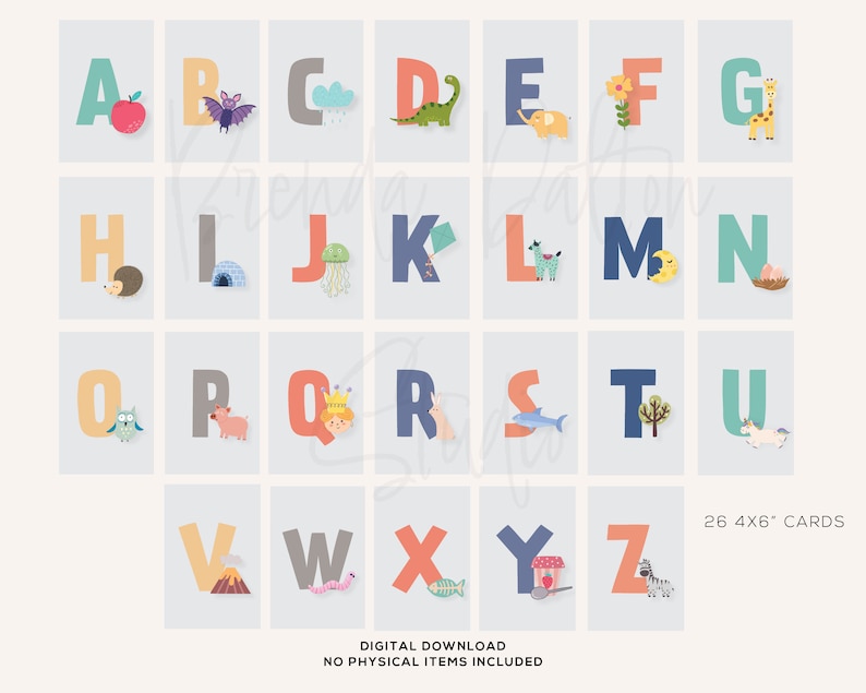 Printable Educational ABC Cards for Kids 4x6 Flash - Etsy