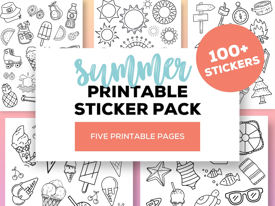 Print & Color Summer Sticker Mega Pack | 100+ Stickers | Print at Home ...