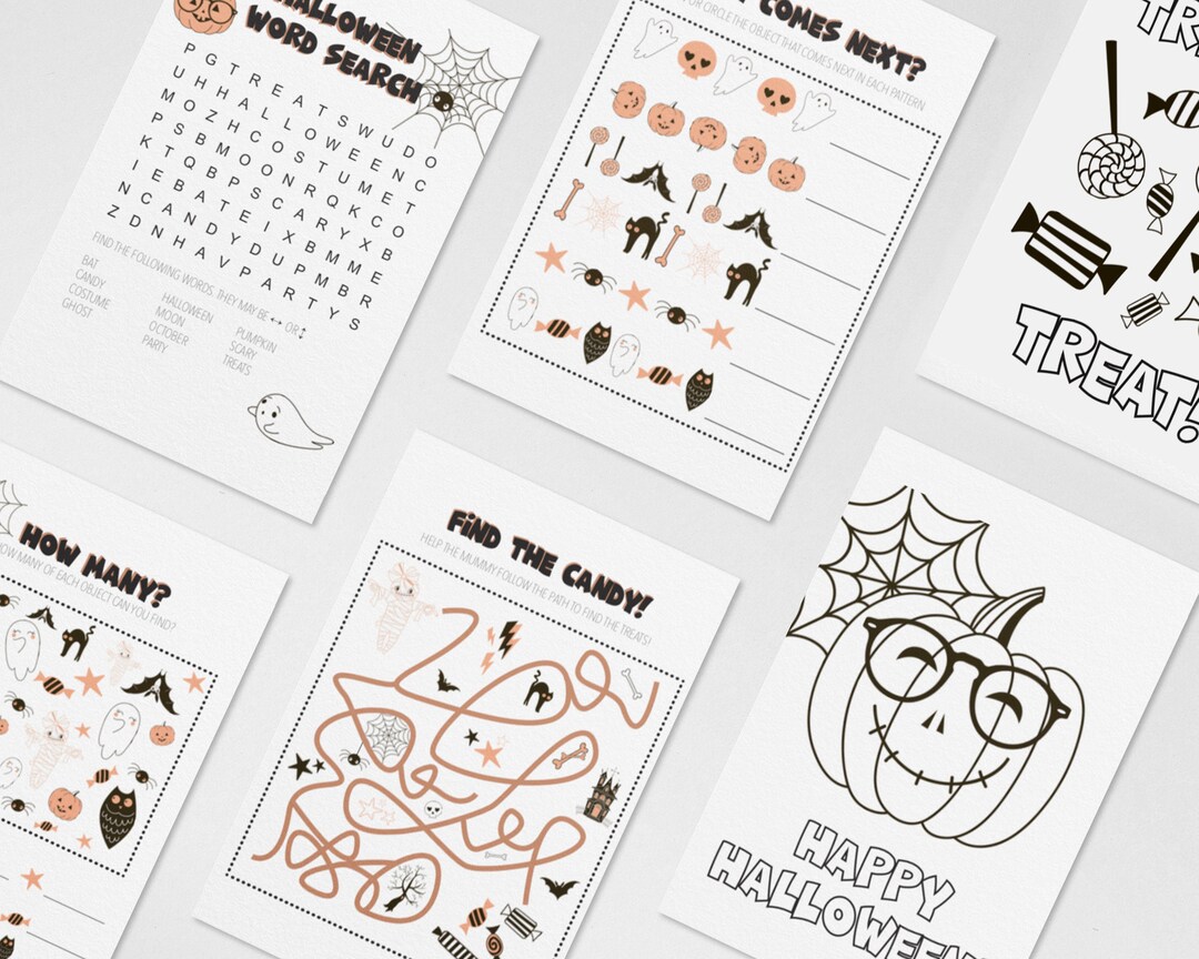 Kids Halloween Activity Pack - Printable Kit With Word Search, Coloring ...