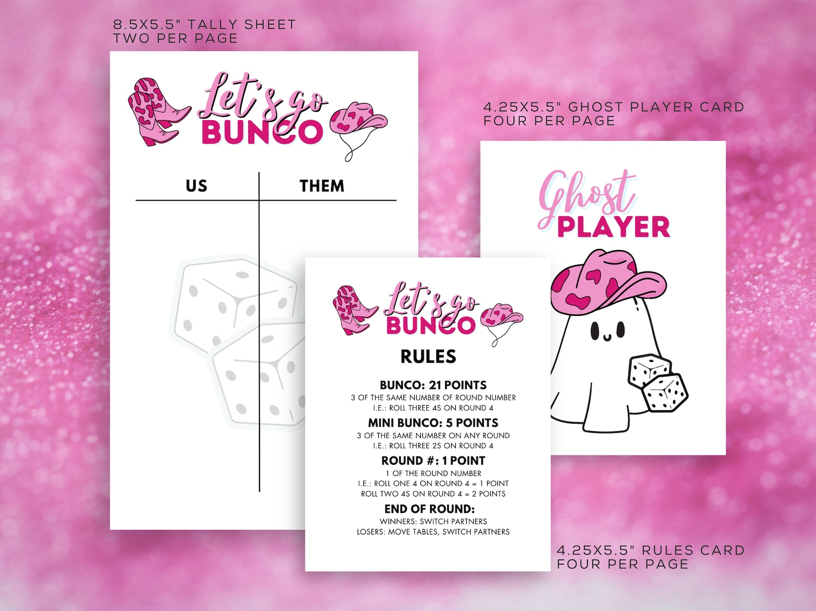 Girls Night Bunco Score Cards: Western Theme (digital Download) - Etsy