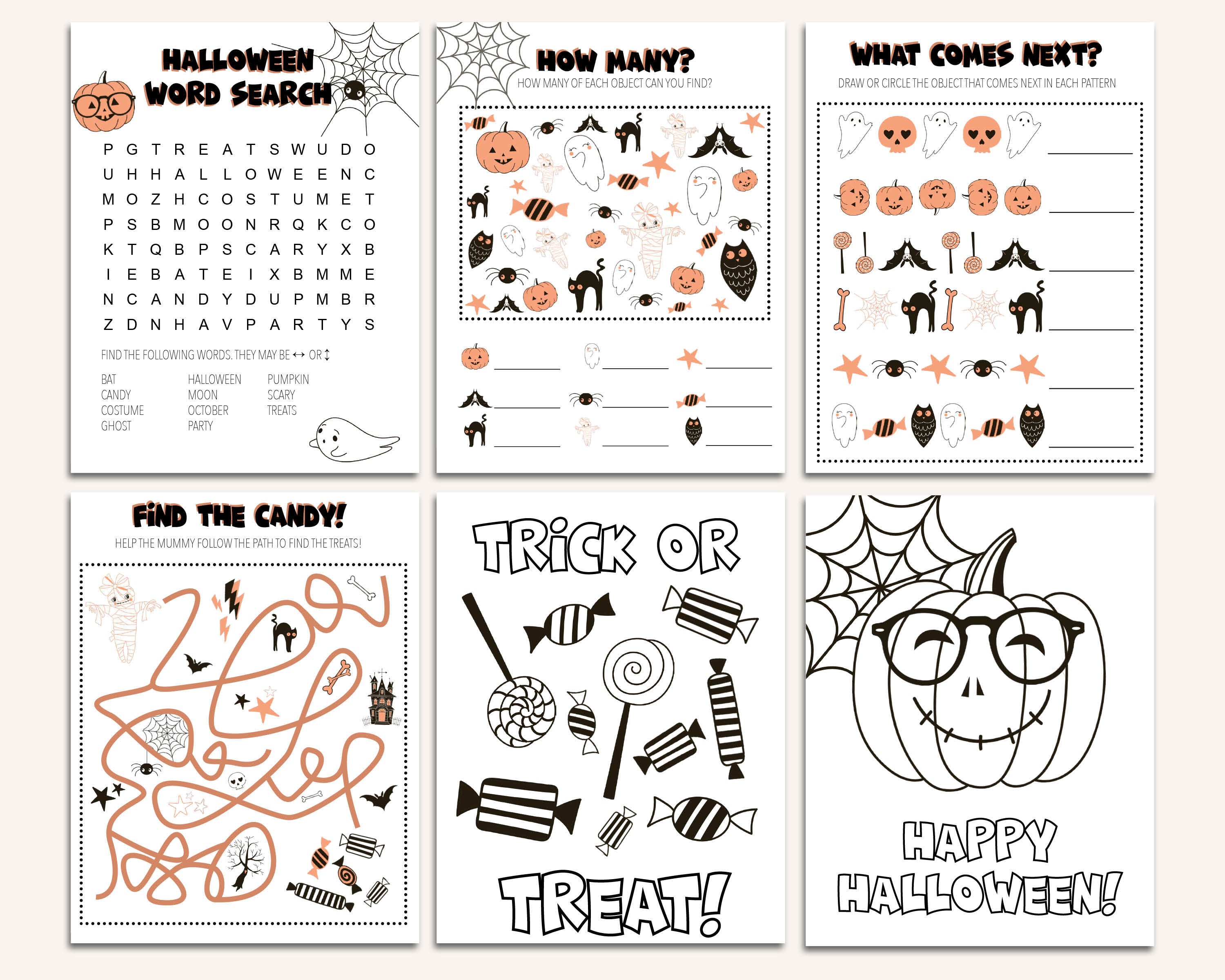 Kids Halloween Activity Pack Printable Kit With Word Search - Etsy