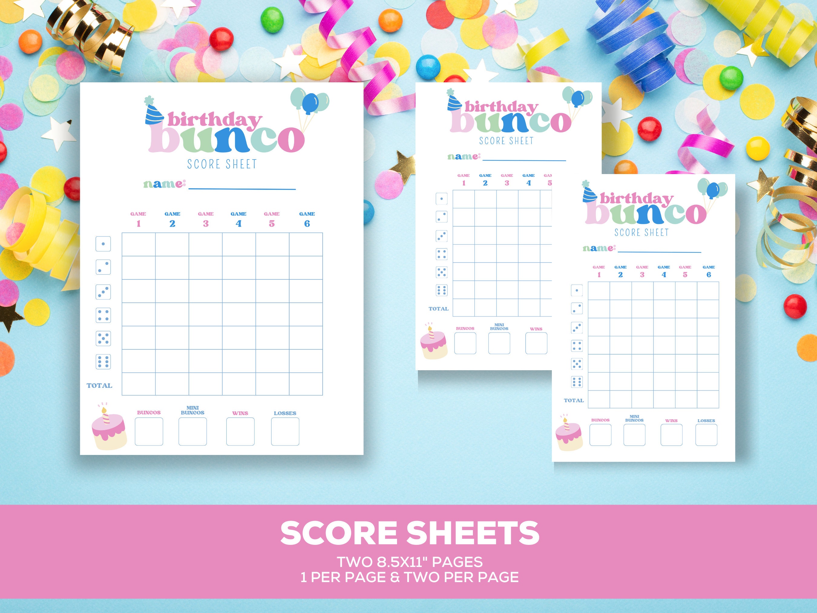 Printable Birthday Bunco Score Cards & Rules - Birthday Cake ...