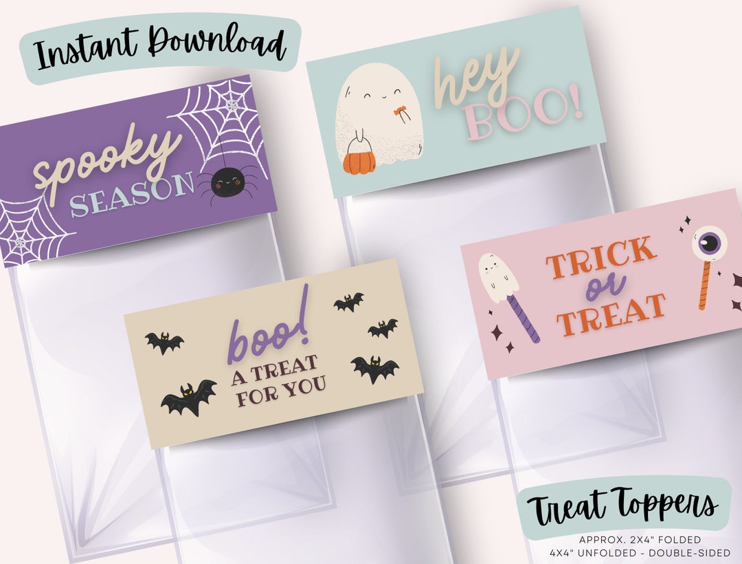 Printable Halloween Treat Toppers | Print at Home Decor | Spooky Pastel ...