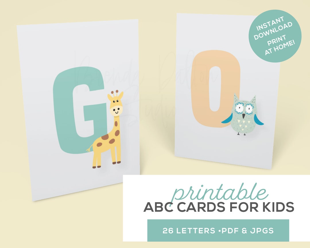 Printable Educational ABC Cards for Kids 4x6 Flash Cards or Decor ...