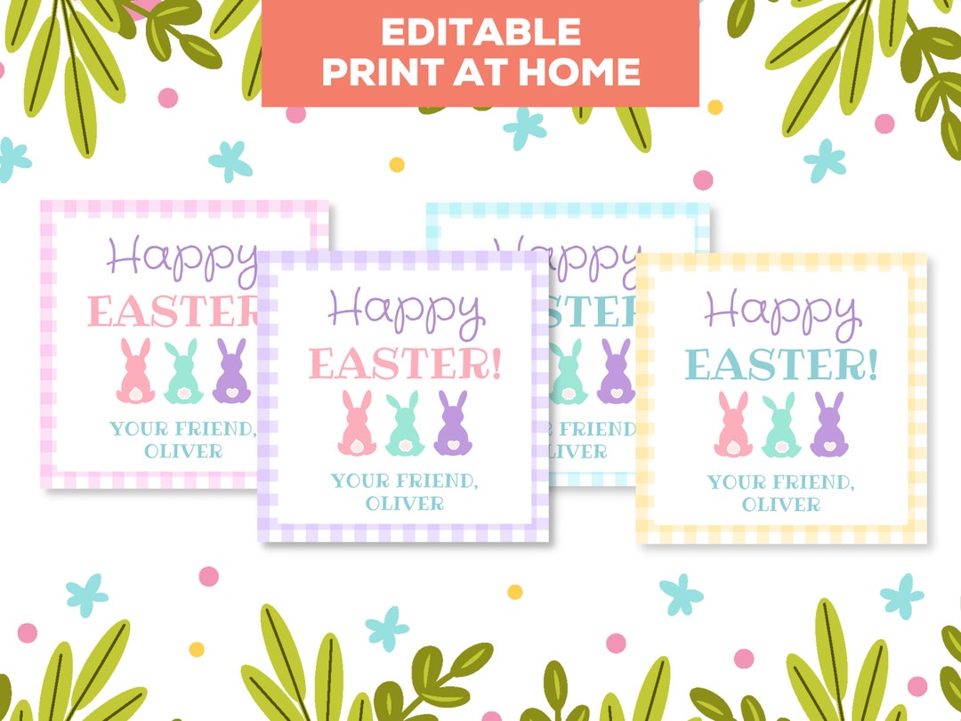 Printable Custom Easter Gift & Treat Tags | Editable Print at Home Tags ...