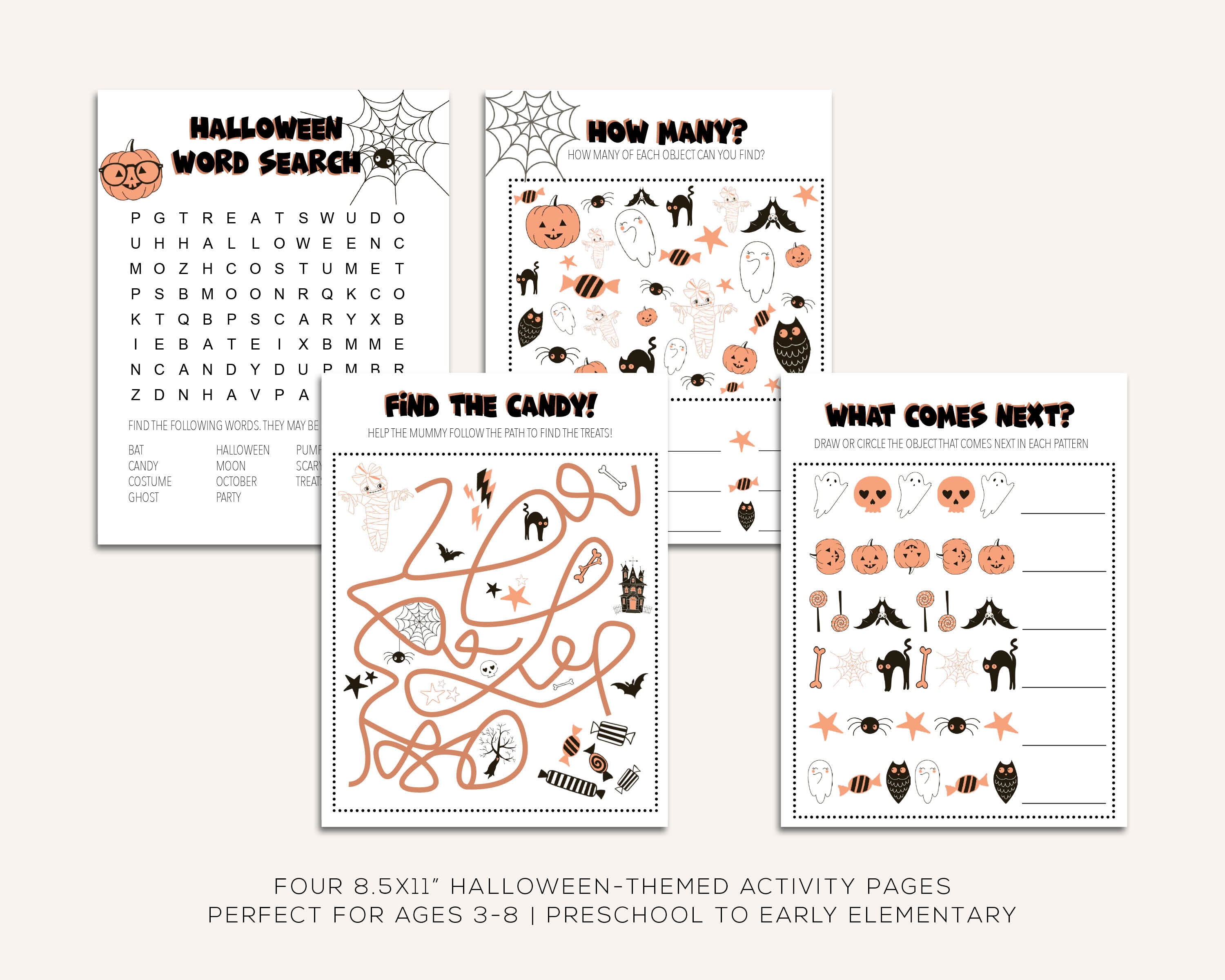 Kids Halloween Activity Pack Printable Kit With Word Search - Etsy