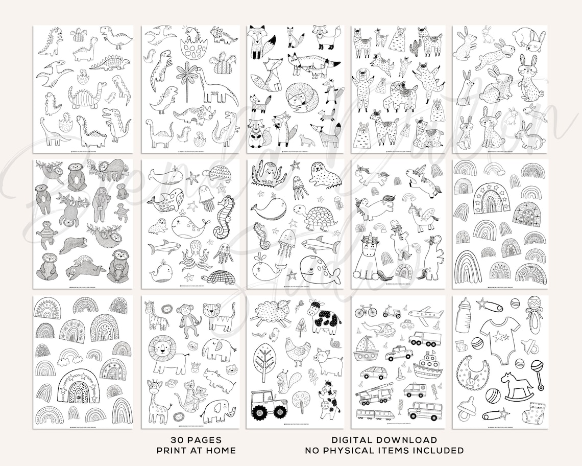 Kids Coloring Sticker Mega Pack: 550+ Printable Stickers (digital ...