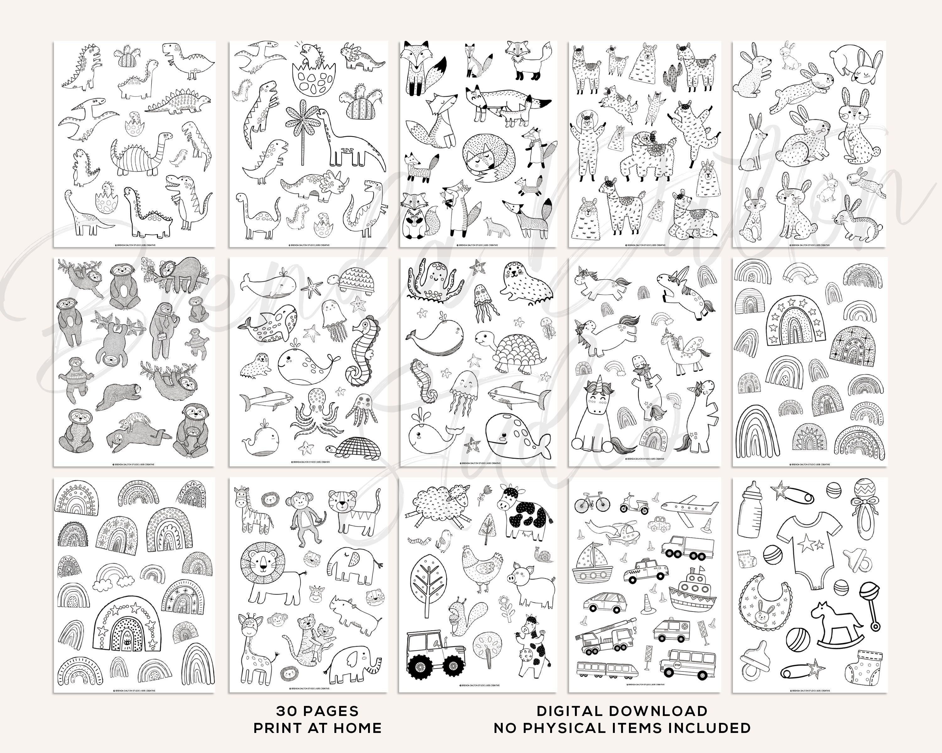 Kids Printable Coloring Sticker Mega Pack | 550+ | Print at Home ...