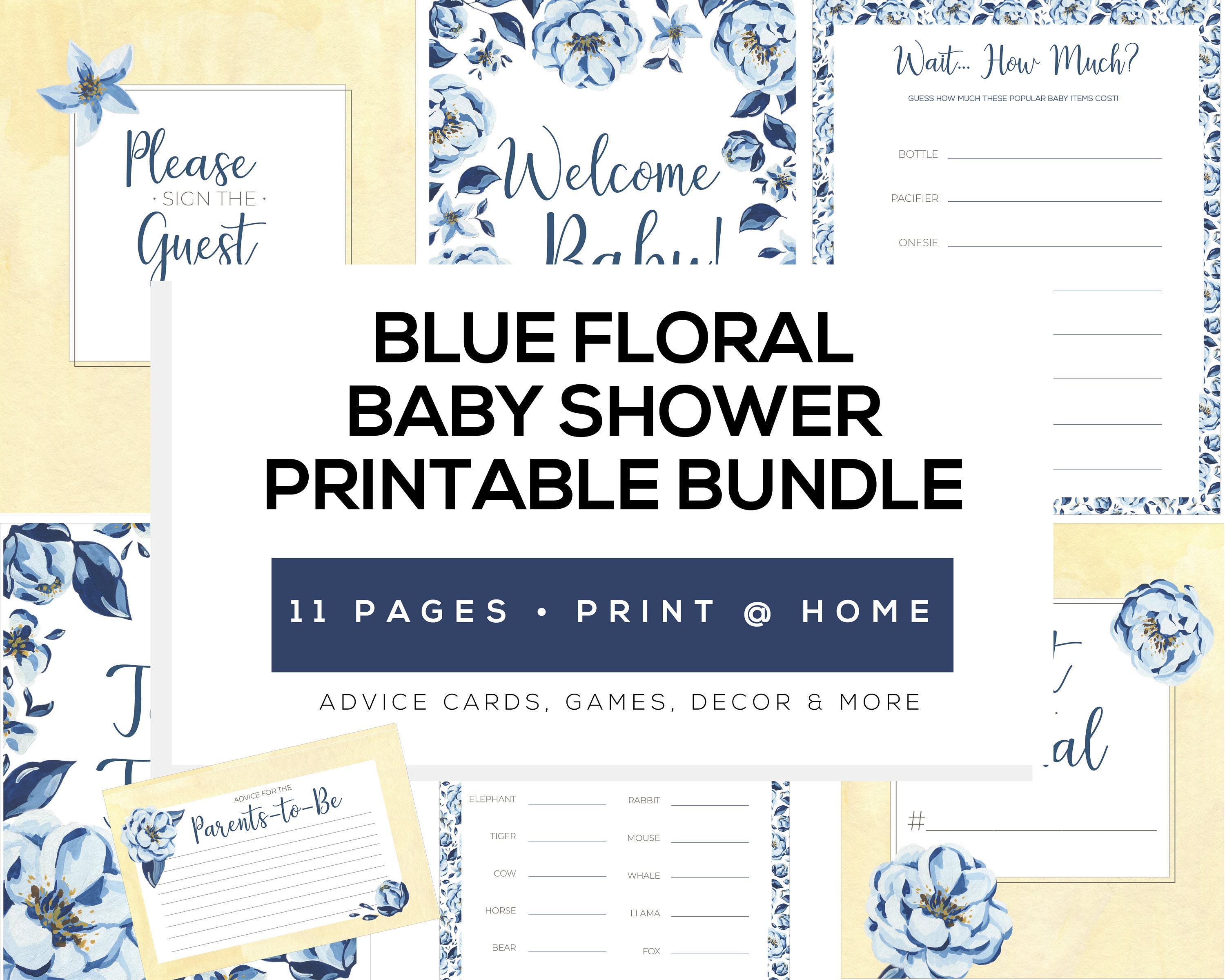 Paquete imprimible para Baby Shower: decoración de fiesta - Etsy España