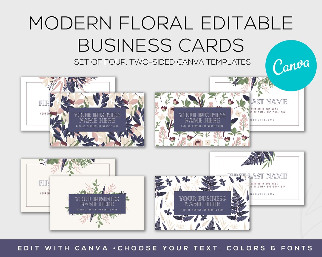 Editable Business Cards Canva Templates Blue and Maroon - Etsy