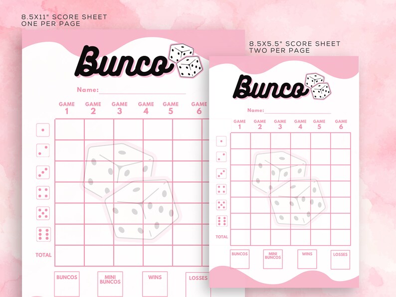 Pink Bunco Game Night Kit: Score Cards, Rules, Tally Sheets (printable ...
