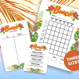 Tropical Printable Bunco Score Cards & Rules - Digital Download for Fun ...