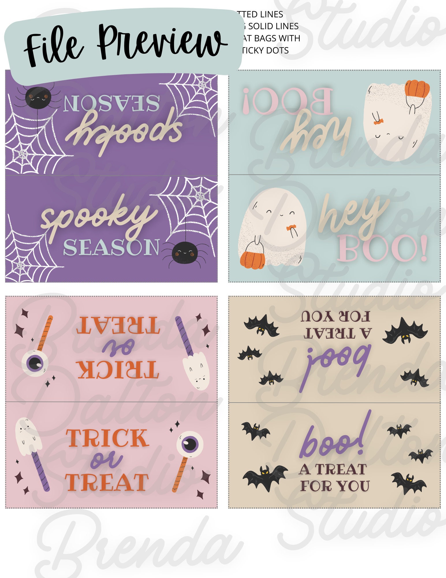 Printable Halloween Treat Toppers | Print at Home Decor | Spooky Pastel ...