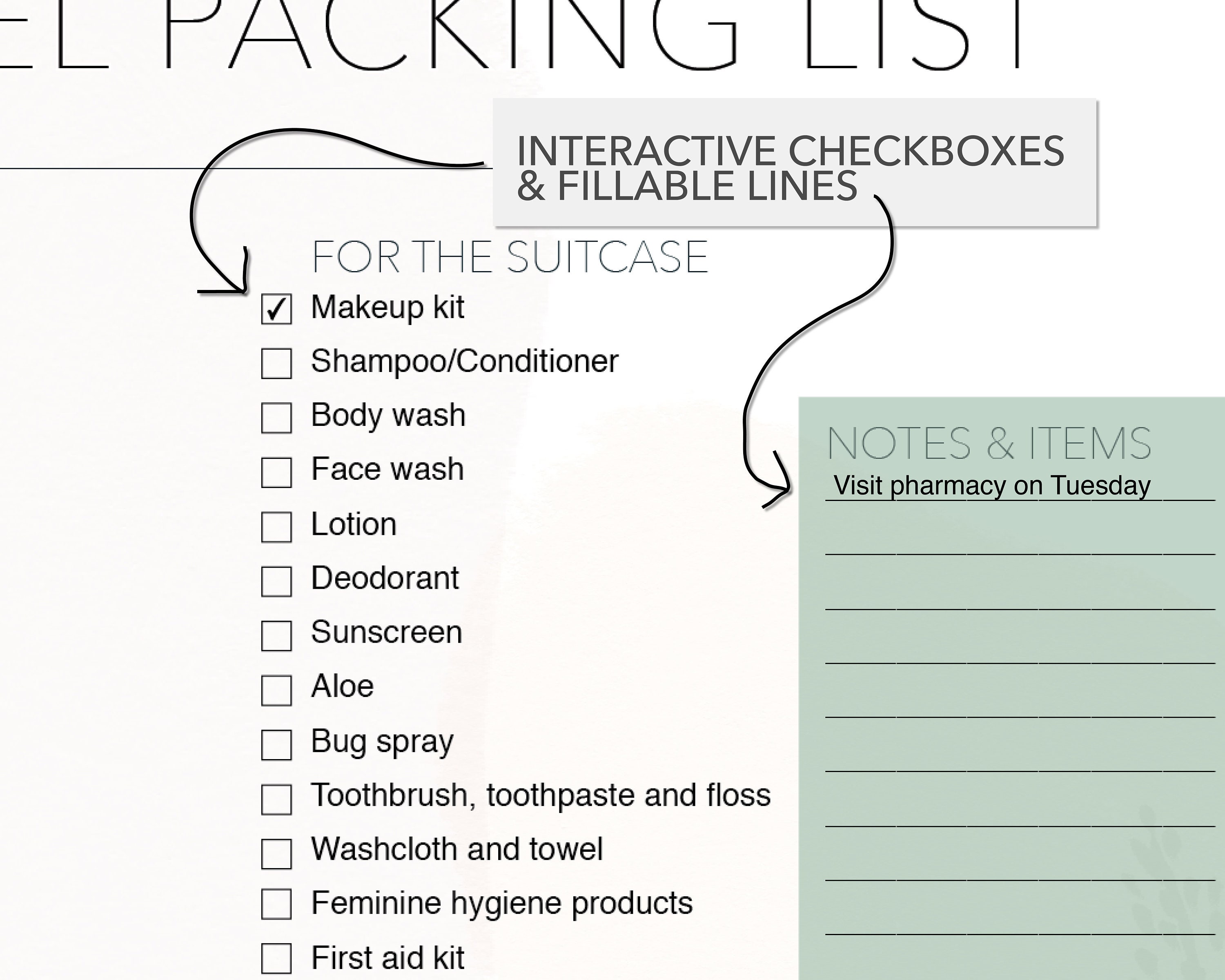 2023 Ultimate Travel Packing List Planner Printable and Interactive ...