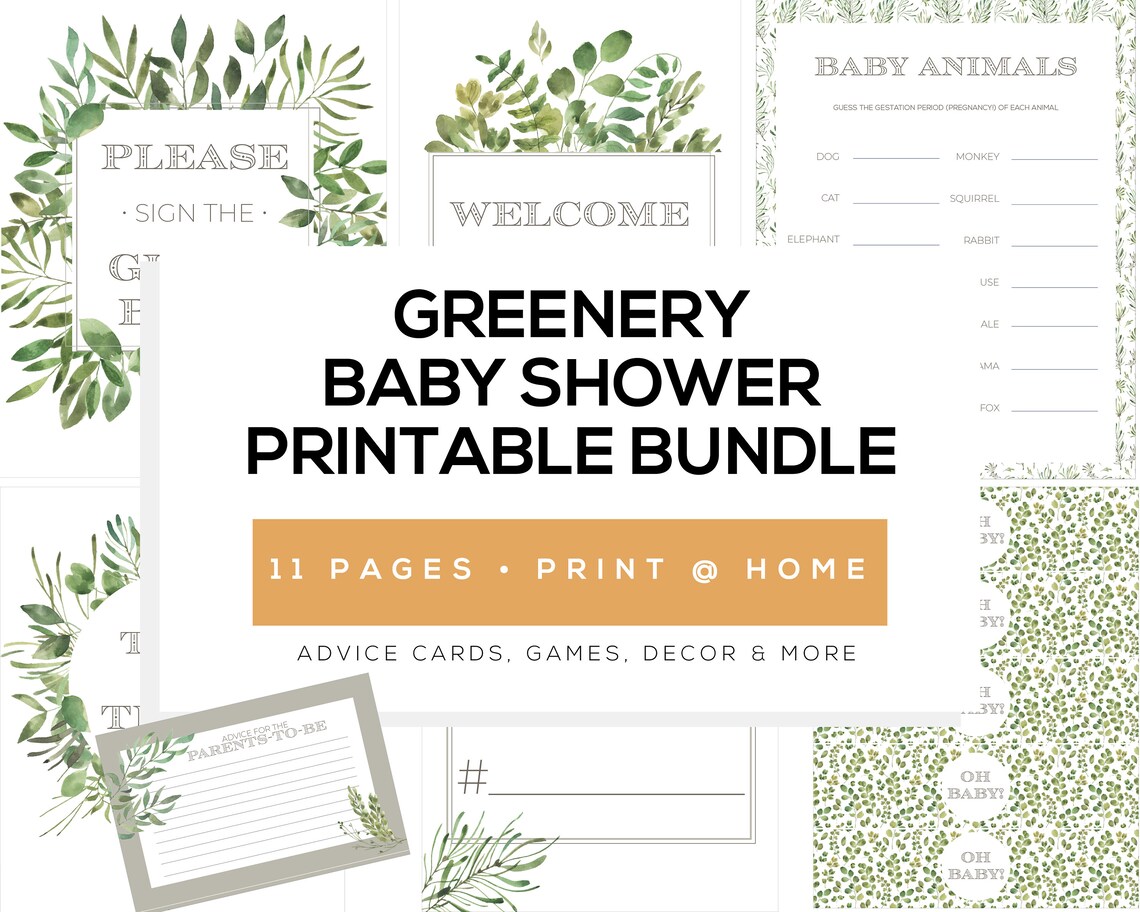 Baby Shower Printable Bundle Party Decor, Welcome Signs, Advice Cards ...