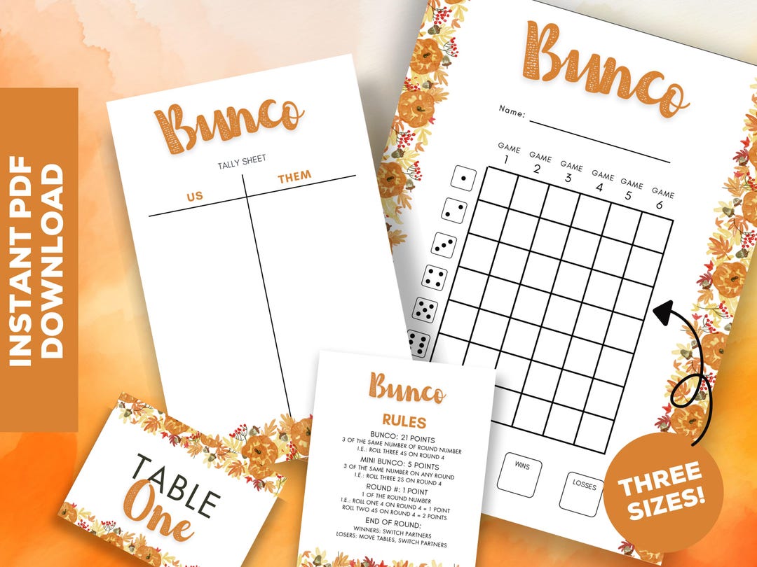 Printable Fall Bunco Score Cards & Rules - Fun Fall and Autumn Game ...