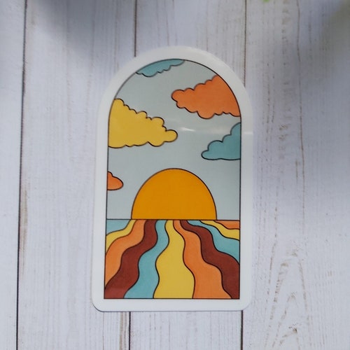 Retro Sun Sticker Vsco Sticker Retro Sticker Vinyl - Etsy