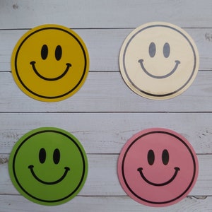 Retro Smiley Face Sticker, Happy Face Sticker, Retro Label, 70s Sticker ...