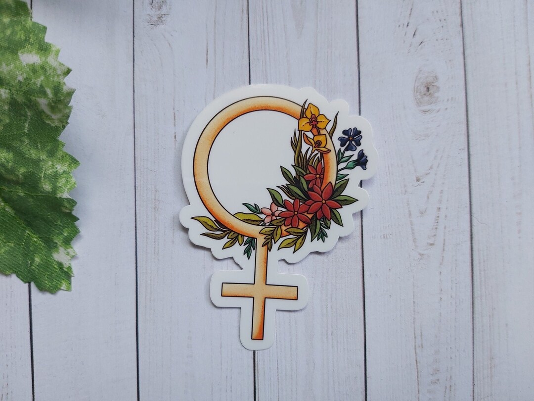 Feminist Art Sticker: Floral Female Symbol Label - Etsy