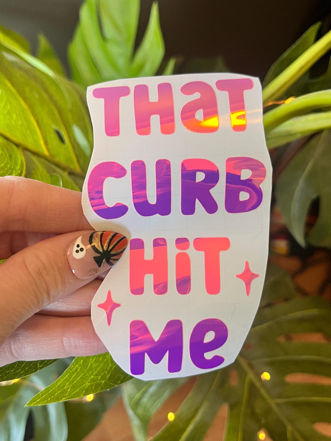 That Curb Hit Me Car Decal, Car Mirror Decal, Holo Car Decal, Car ...