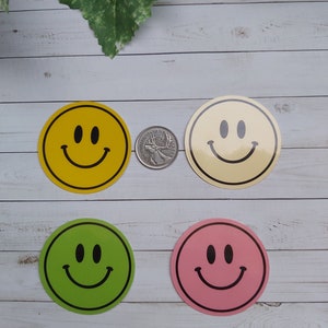 Retro Smiley Face Sticker, Happy Face Sticker, Retro Label, 70s Sticker ...