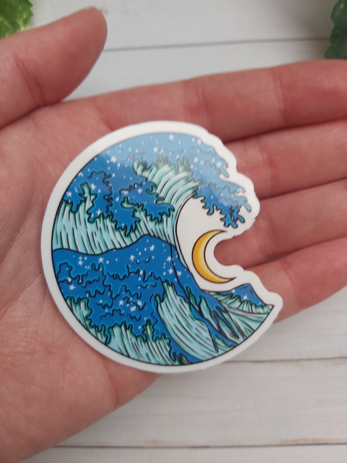 Tidal Wave Sticker Moon Stickers Water Art Sticker Water | Etsy