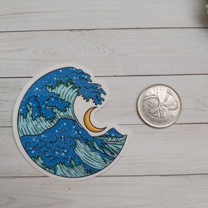 Tidal Wave Sticker | Moon Stickers | Water Art Sticker | Water Sticker ...
