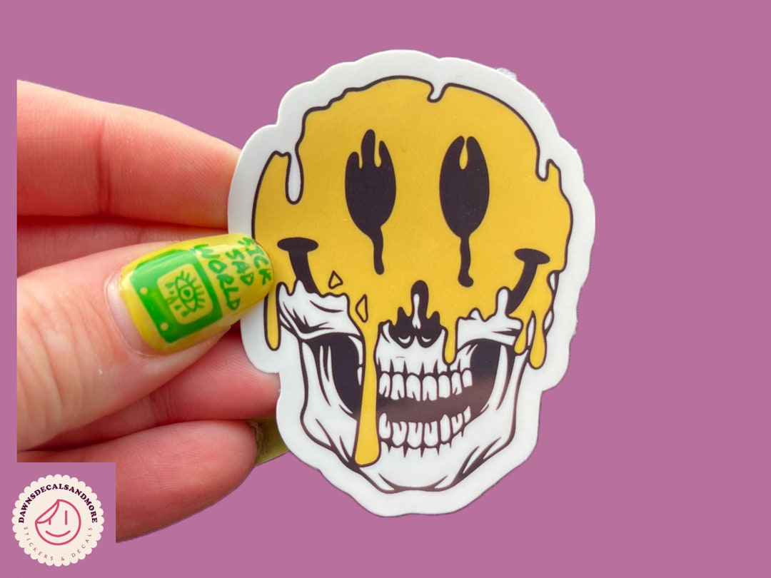 Skeleton Sticker | Retro Smiley Face Sticker | Vinyl Sticker | Laptop ...