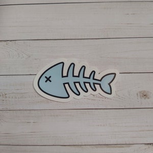 Fish Bone Sticker, Fish Skeleton Sticker, Fisherman Sticker, Laptop ...