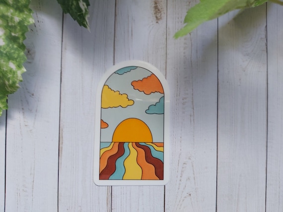 Retro Sun Sticker Vsco Sticker Sun Sticker Clouds | Etsy