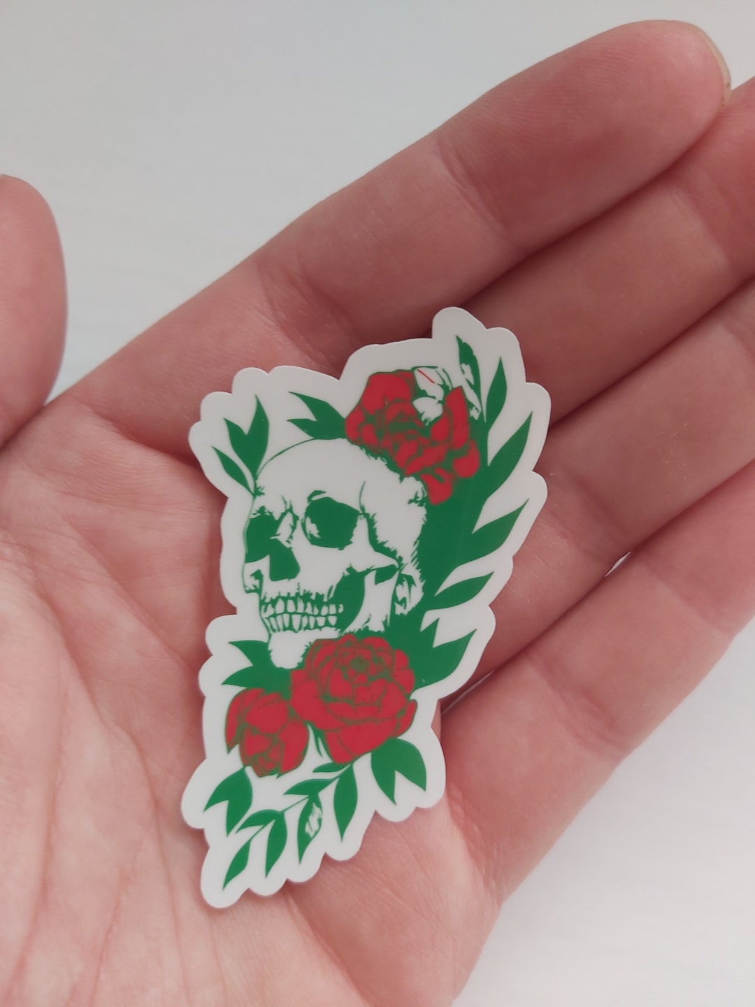 Skull With Roses Sticker | Skull Sticker | Roses Sticker | Cool Sticker ...
