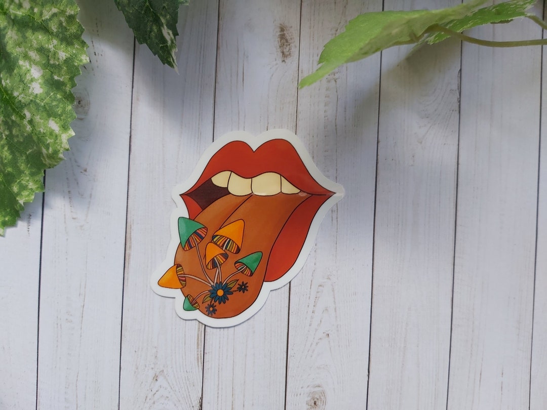 Retro Lips Mushroom Sticker Vsco Sticker Retro Sticker Vinyl Sticker ...