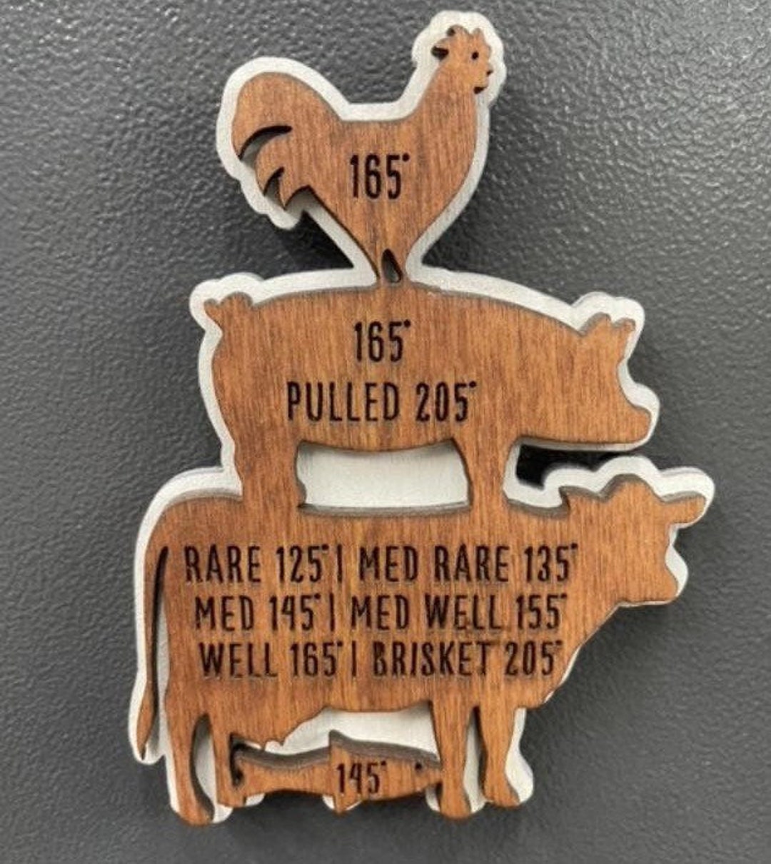 Meat Temperature Wooden Magnet, Temperature Magnet, Laser Engraved ...