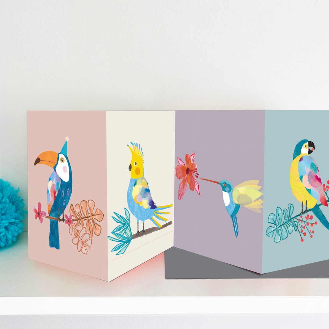Exotic Bird Concertina Card, Toucan, Cockatoo, Hummingbird, Parrot ...