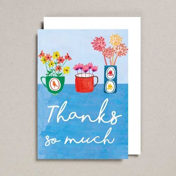 Thanks so Much Card Thank You Card Flowers Card Watercolour | Etsy