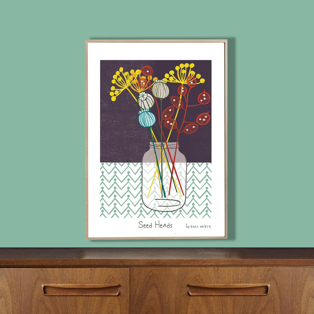 Seedheads Print, Pattern Print, Plant Print, Botanical Print, Seedhead ...