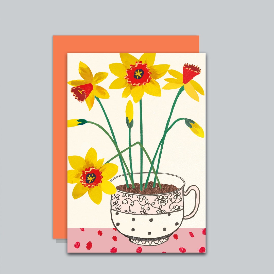 Daffodils in Tea Cup, Everyday Card, Ideal for Many Occasions, From an ...