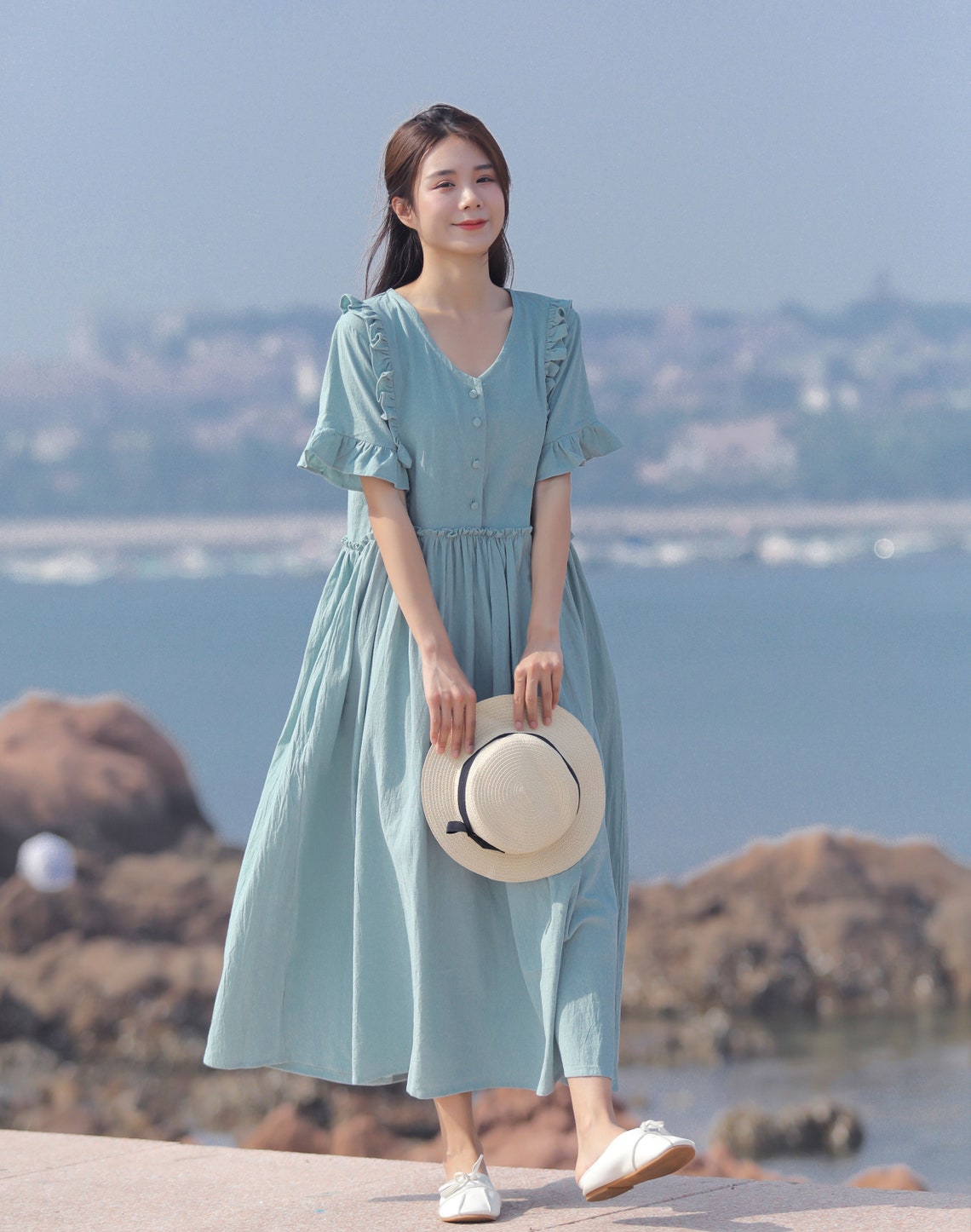 Cosy Linen Dress Cotton Linen Maxi Dress Plus Size Clothing | Etsy