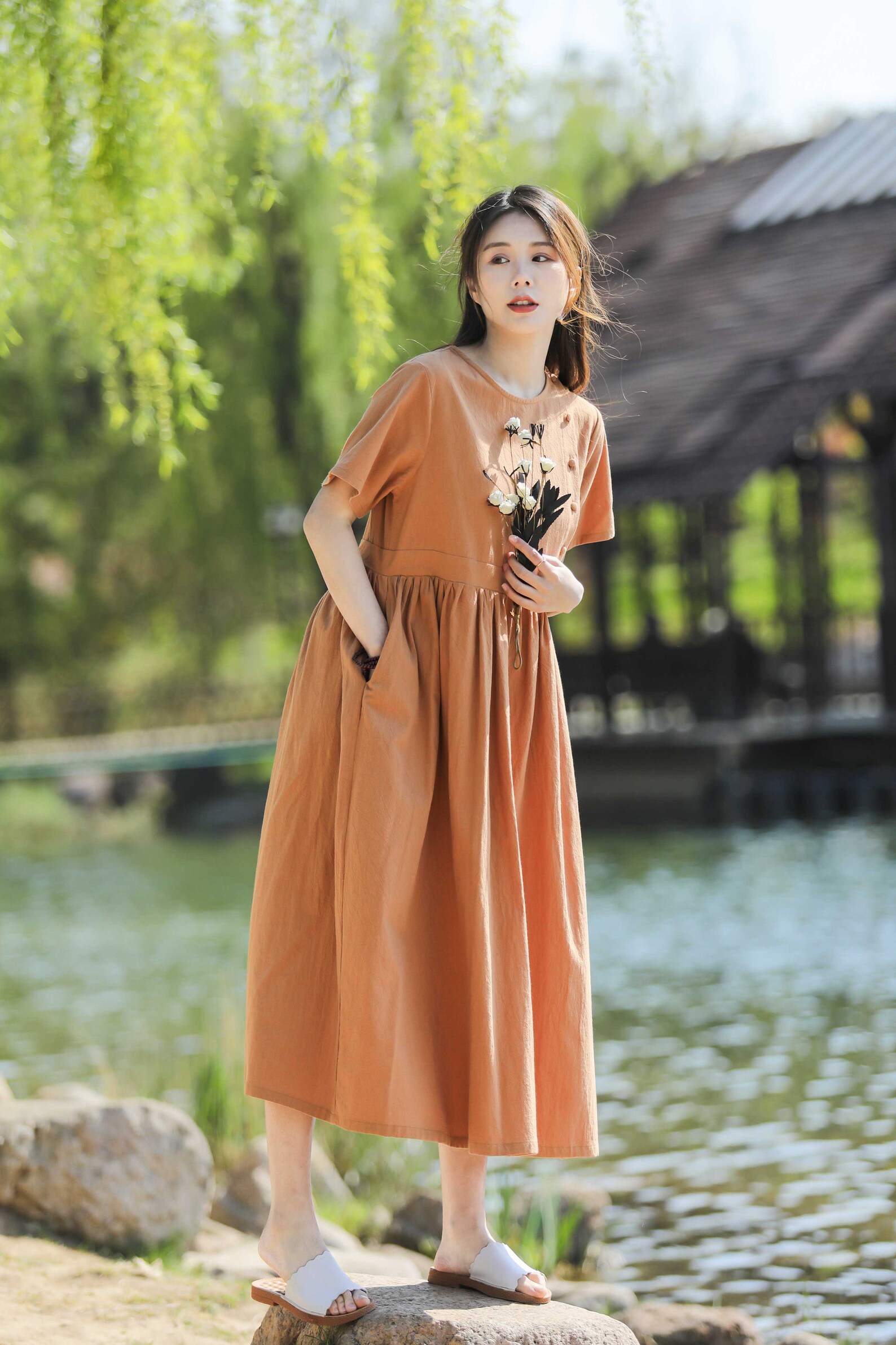 New Arrival Cosy Linen Summer Dress Soft Cotton Linen Maxi | Etsy